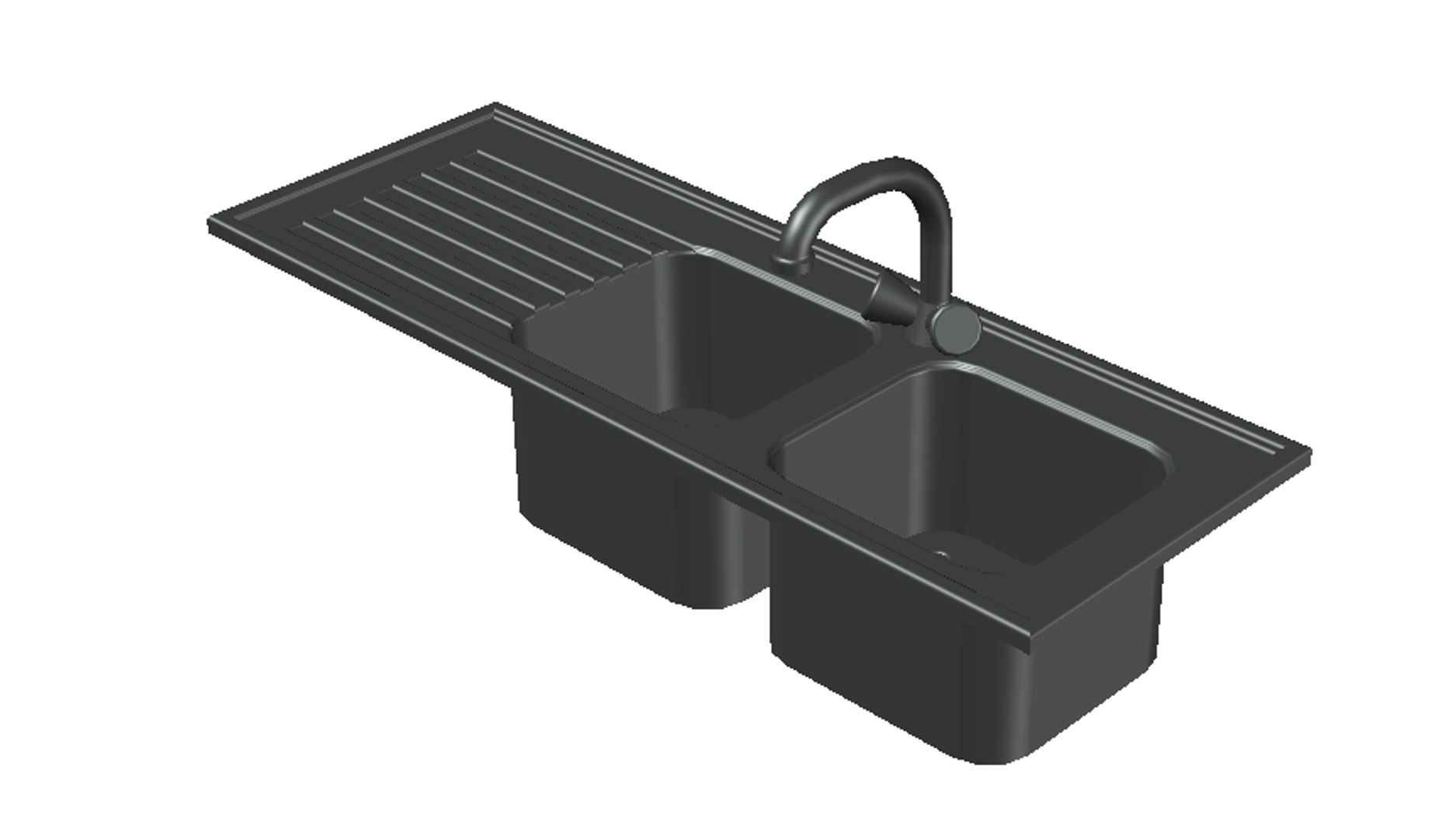 3D Model Double Kitchen Sink - TurboSquid 1359718