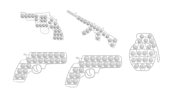3D Weapons Pop It Fidget Toys Set - TurboSquid 1812260