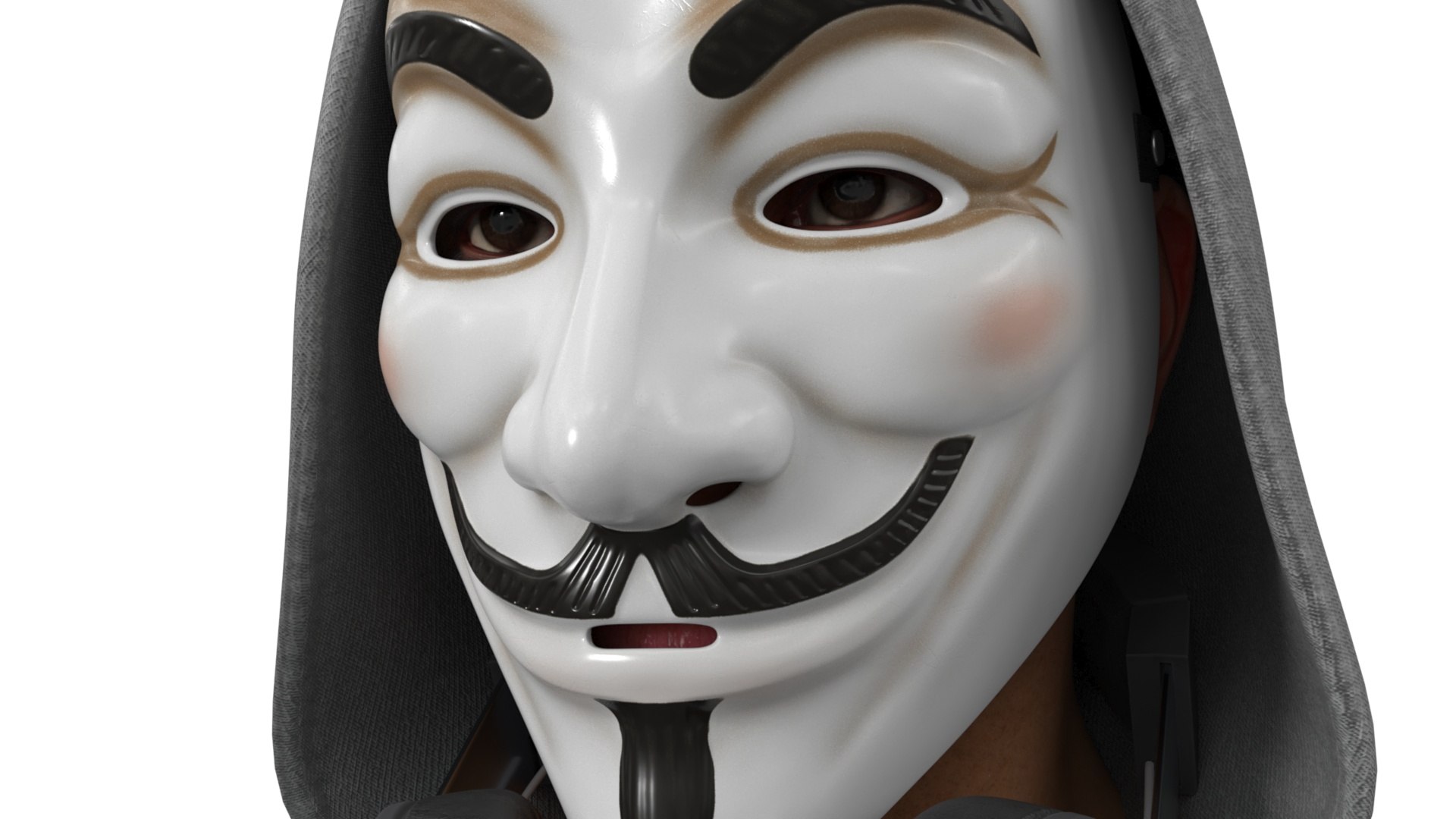 Hacker Head Wearing Anonymous Mask 3D Model - TurboSquid 2426108