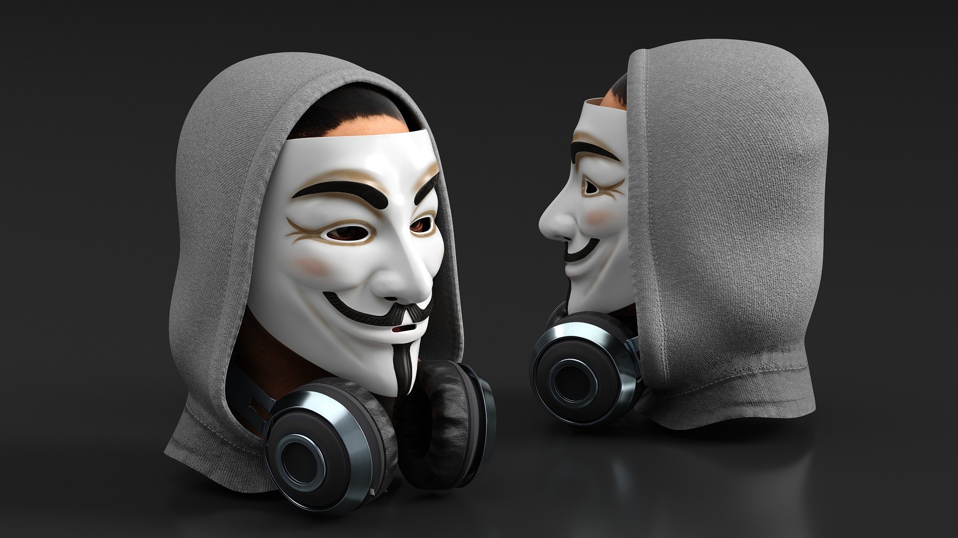 Hacker Head Wearing Anonymous Mask 3D Model - TurboSquid 2426108