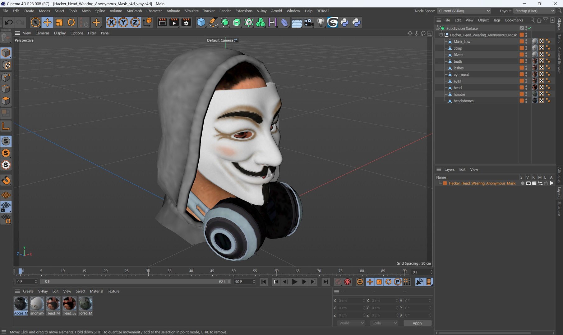 Hacker Head Wearing Anonymous Mask 3D Model - TurboSquid 2426108
