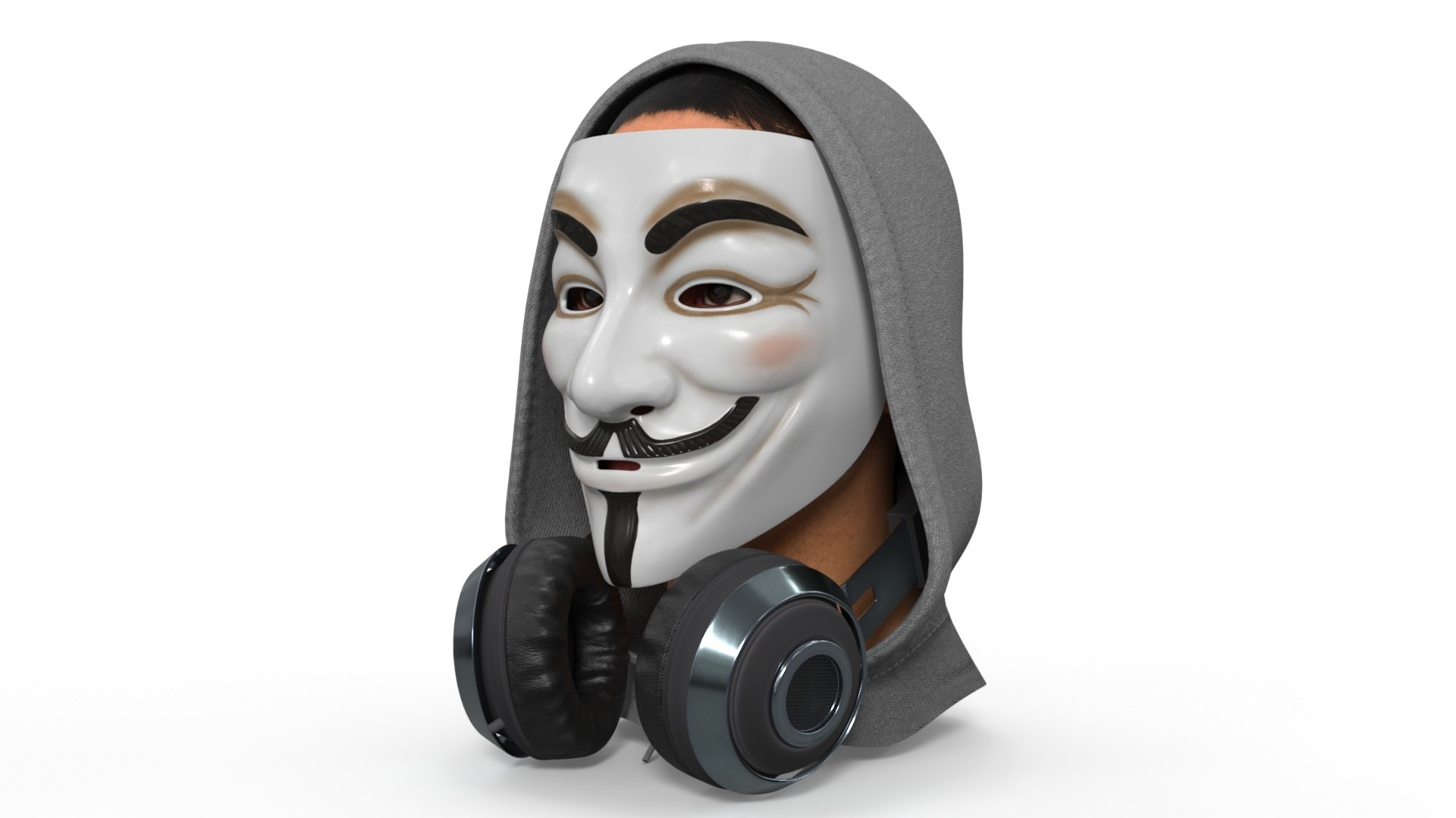 Hacker Head Wearing Anonymous Mask 3D Model - TurboSquid 2426108