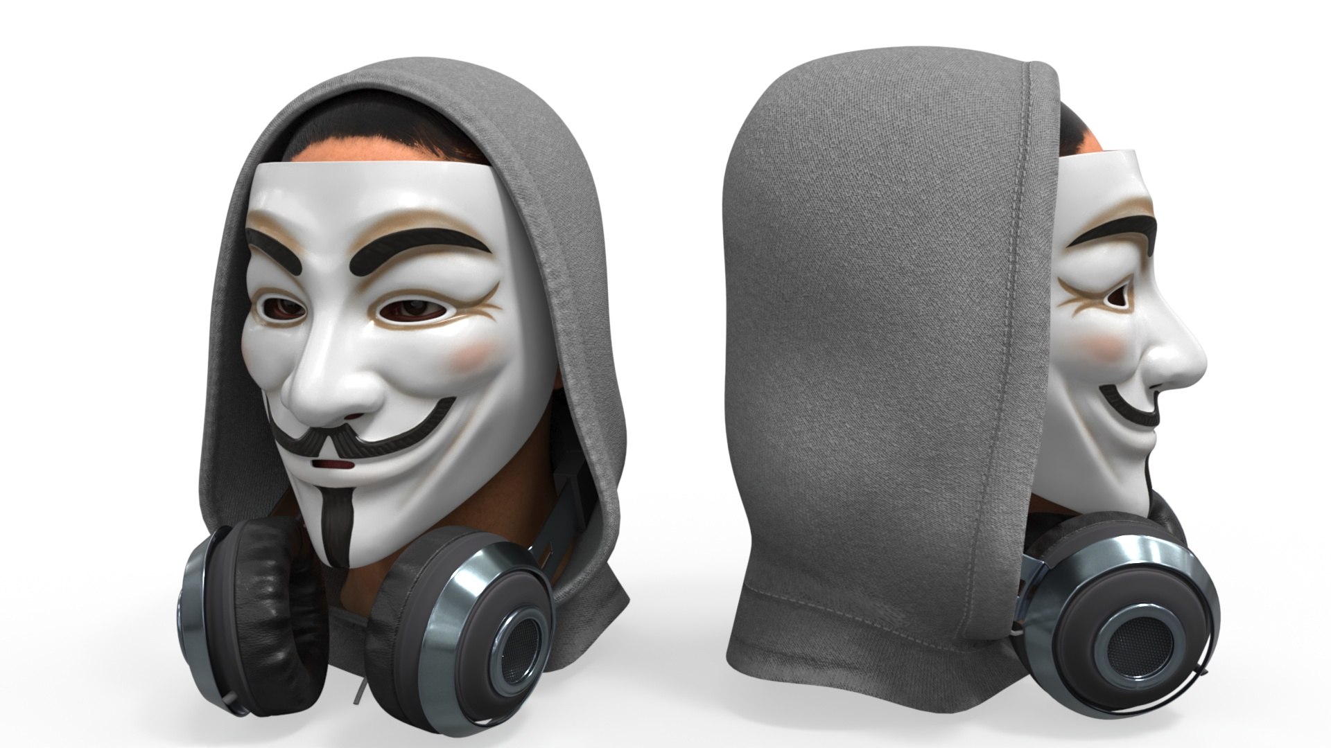 Hacker Head Wearing Anonymous Mask 3D Model - TurboSquid 2426108