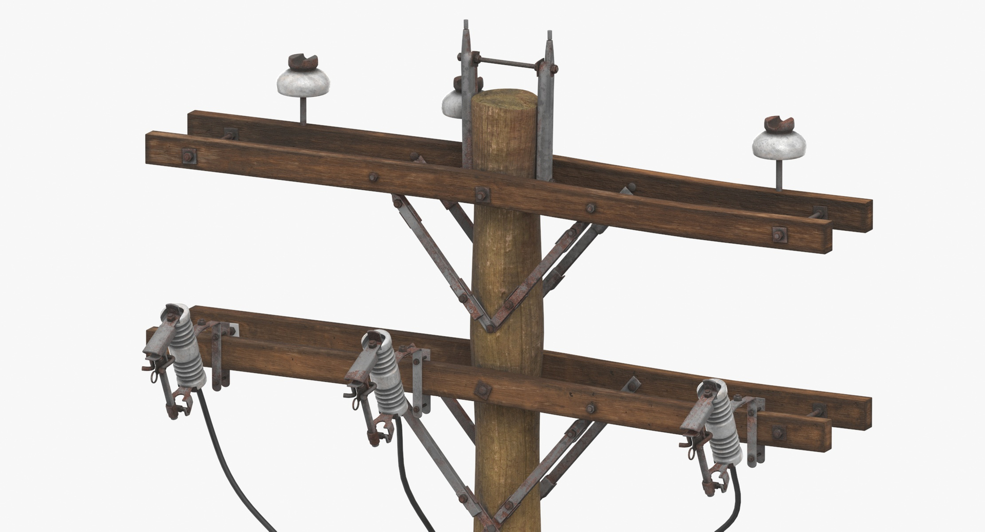Wooden Power Lines 02 No Wires Clean and Dirty 3D model - TurboSquid ...