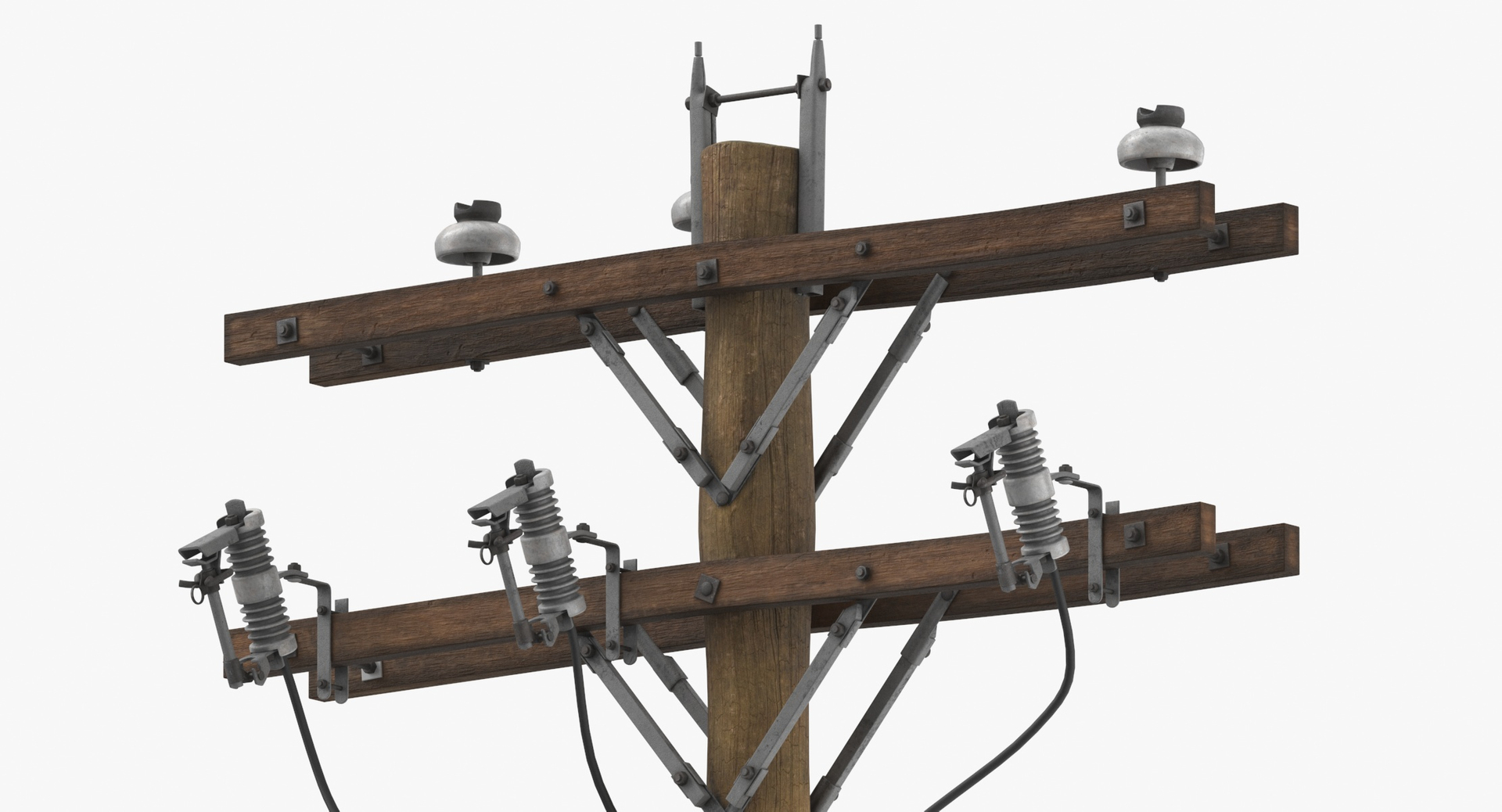 Wooden Power Lines 02 No Wires Clean and Dirty 3D model - TurboSquid ...