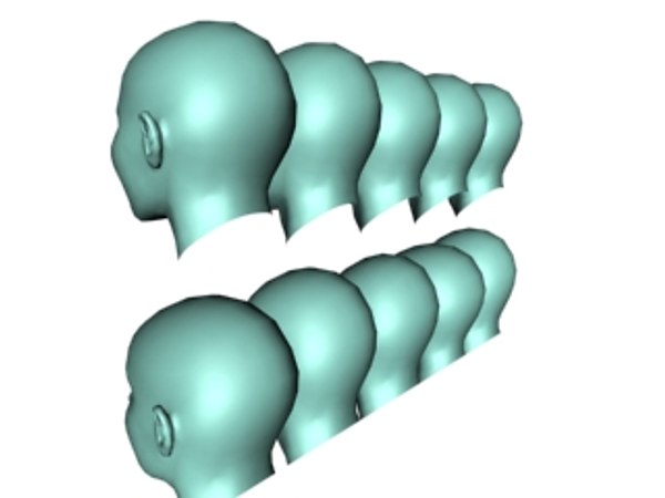10 female mesh heads 3d model