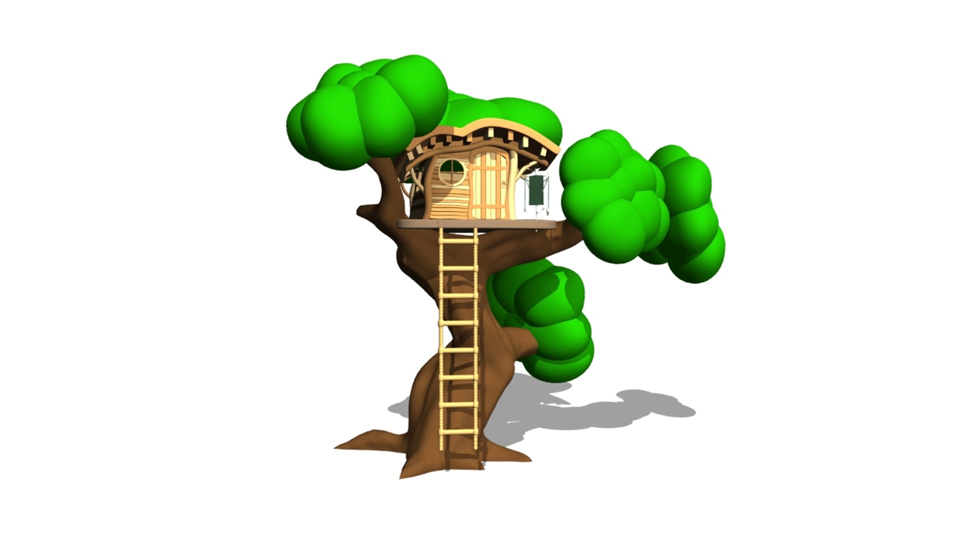 Cartoon House Tree 3d Obj