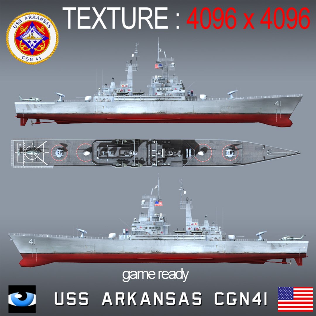 Uss Arkansas Cgn-41 Sh-60 3d Model