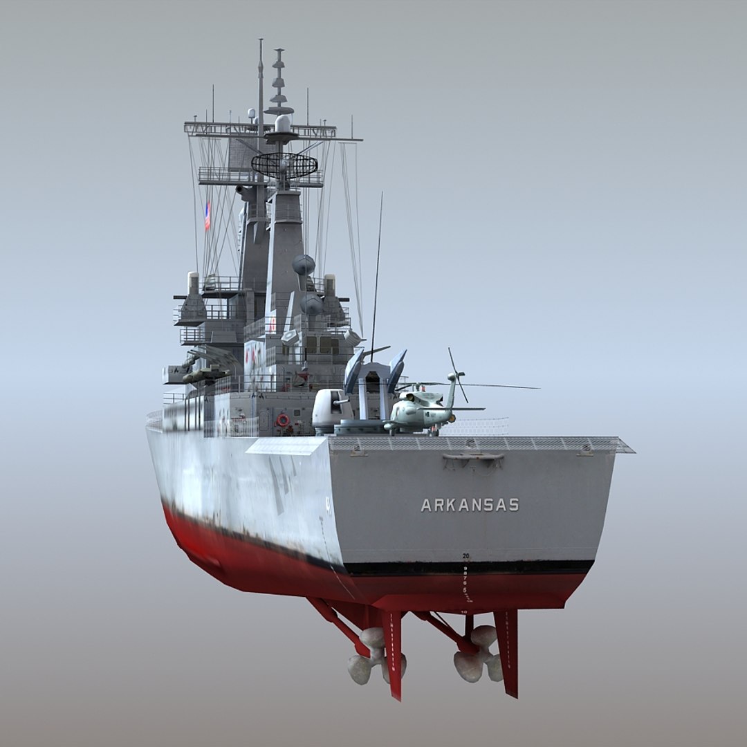 uss arkansas cgn-41 sh-60 3d model