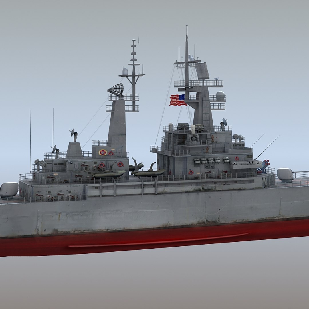 uss arkansas cgn-41 sh-60 3d model