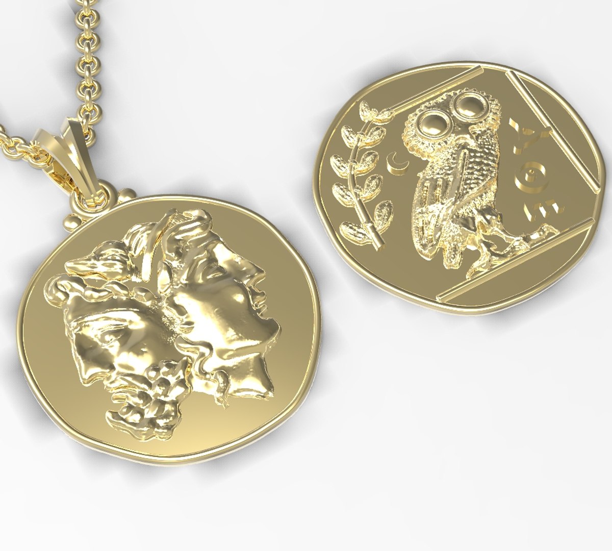 3D Double Sided Greek Coin Pendant Two Options - TurboSquid 2063269