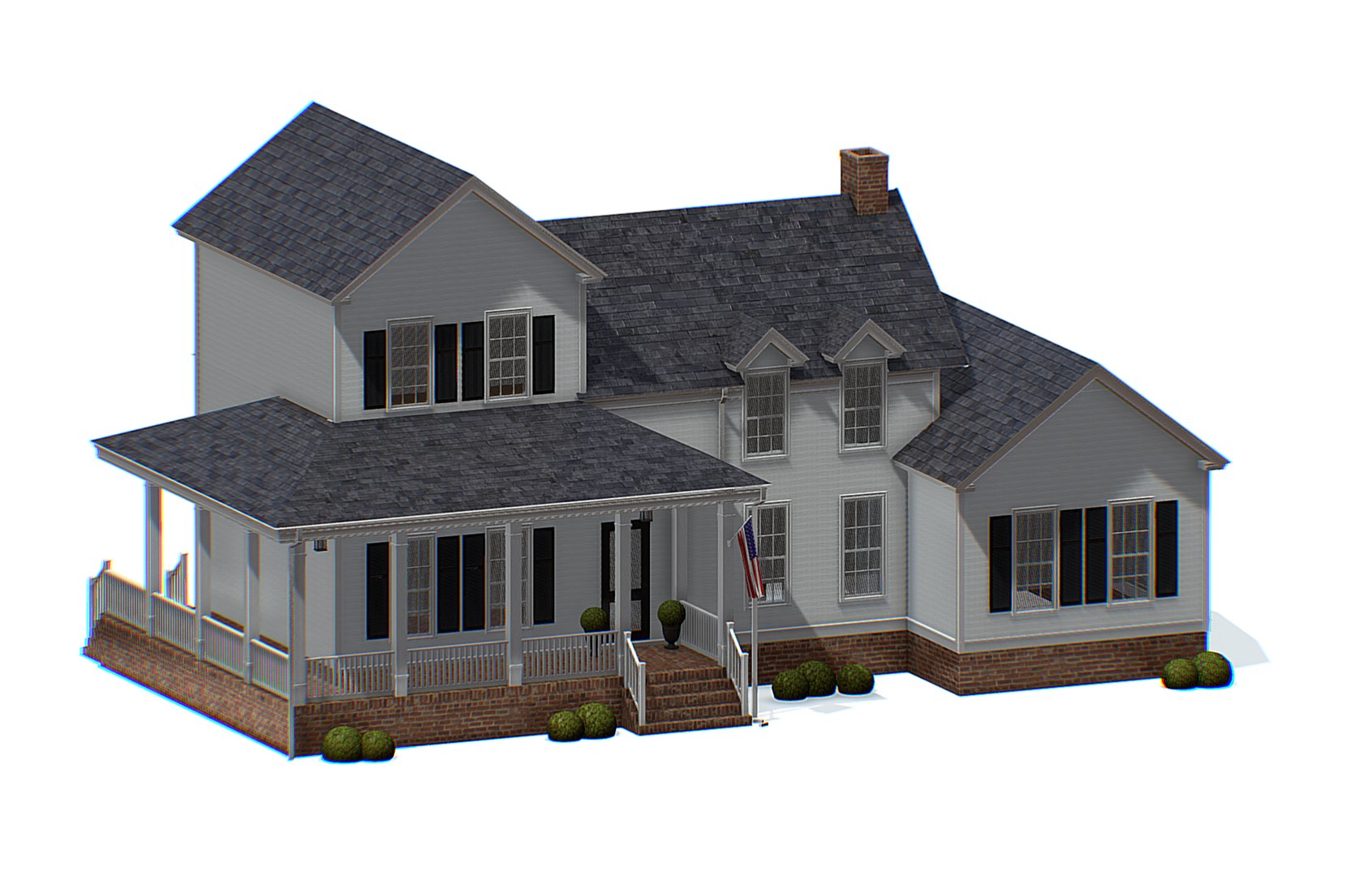 3D Classic American House 002 - TurboSquid 2222612