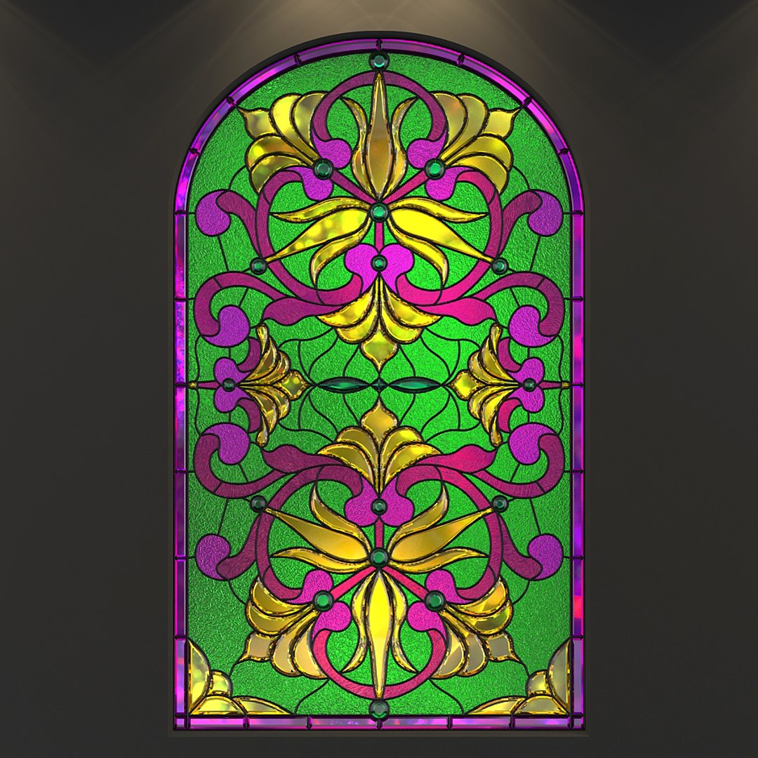 stained glass arc window 3d model