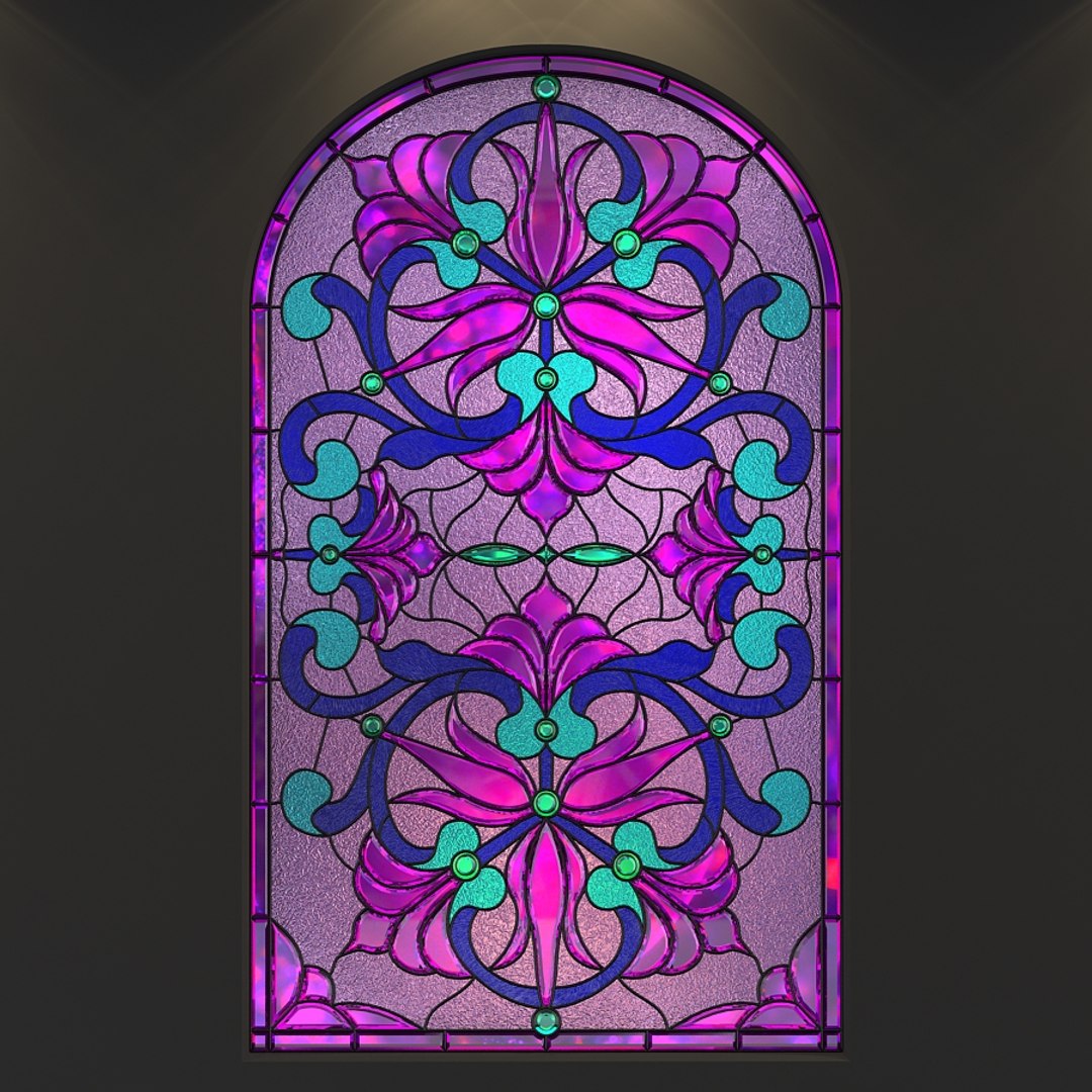 stained glass arc window 3d model