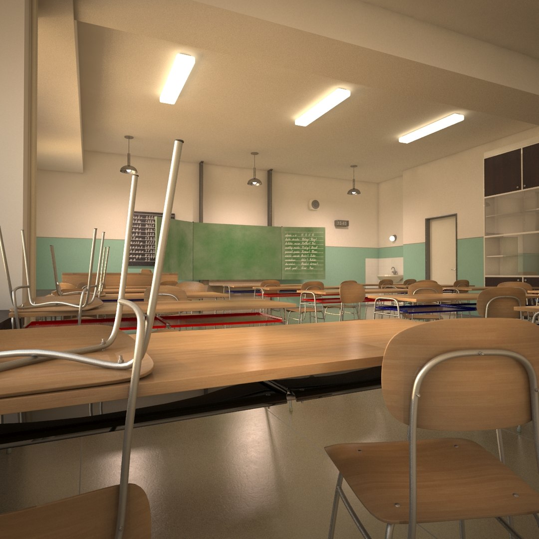 School Classroom Blackboard 3d Model