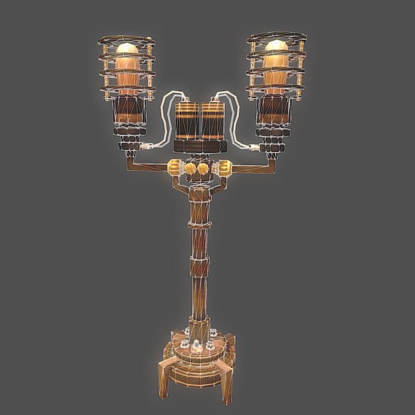 steampunk lamp obj