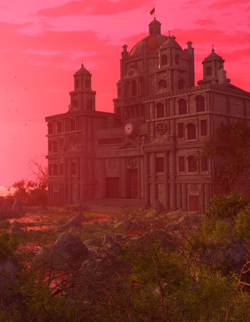 Red Sunset Castle Environment Model - TurboSquid 1822766