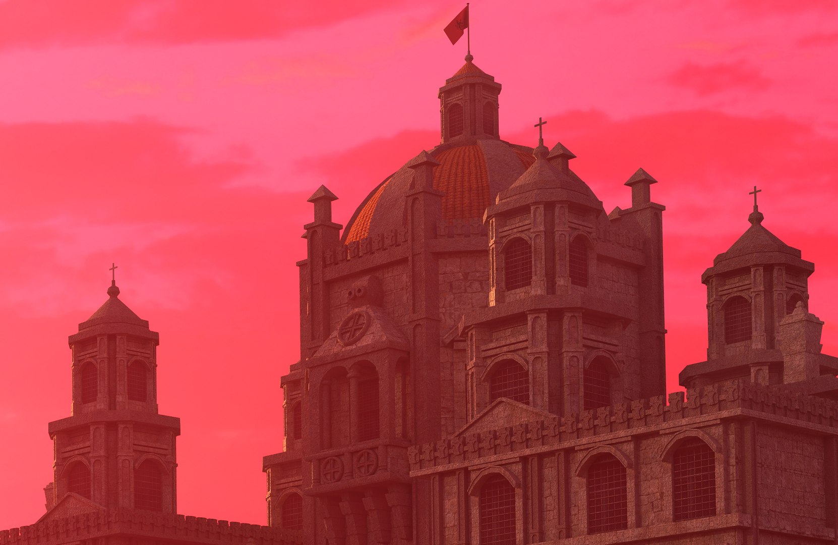 Red Sunset Castle Environment Model - TurboSquid 1822766