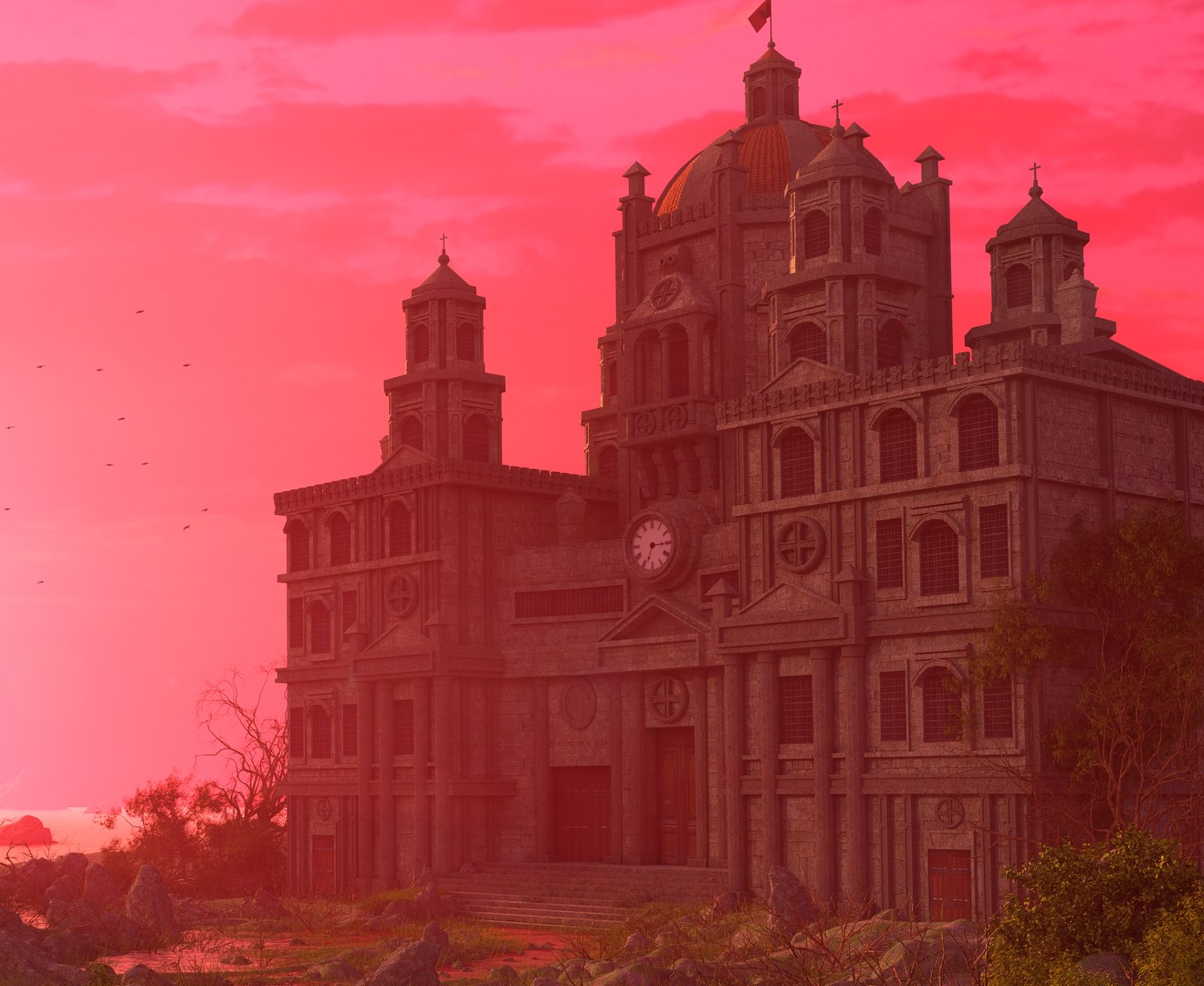 Red Sunset Castle Environment Model - TurboSquid 1822766