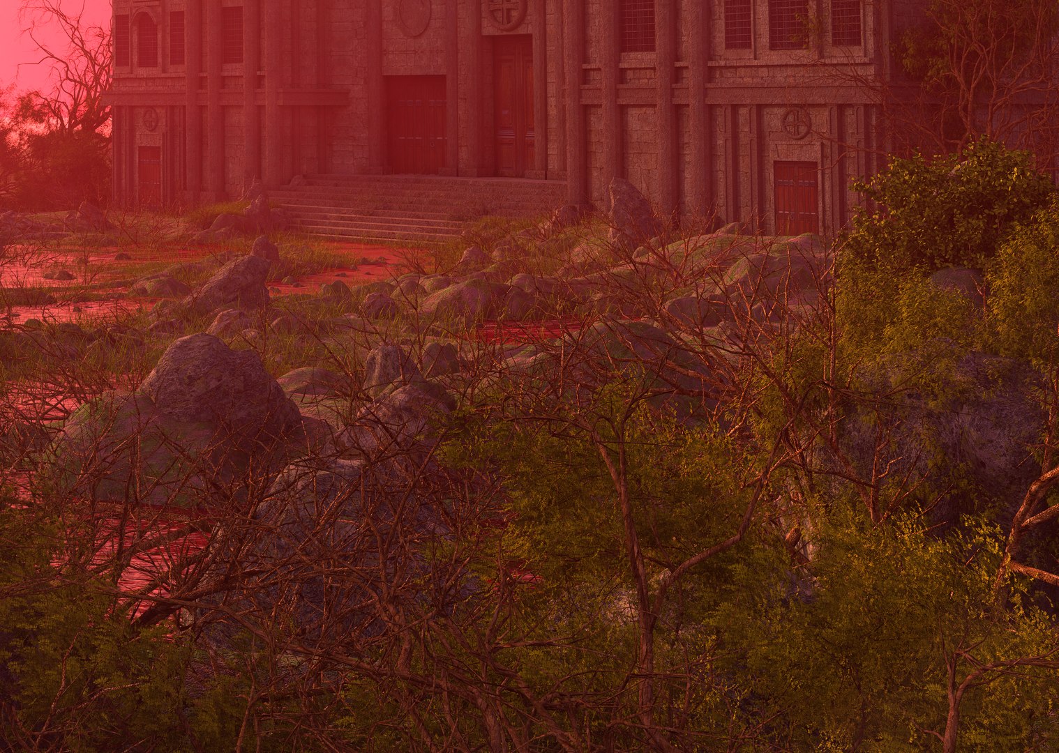 Red Sunset Castle Environment Model - TurboSquid 1822766