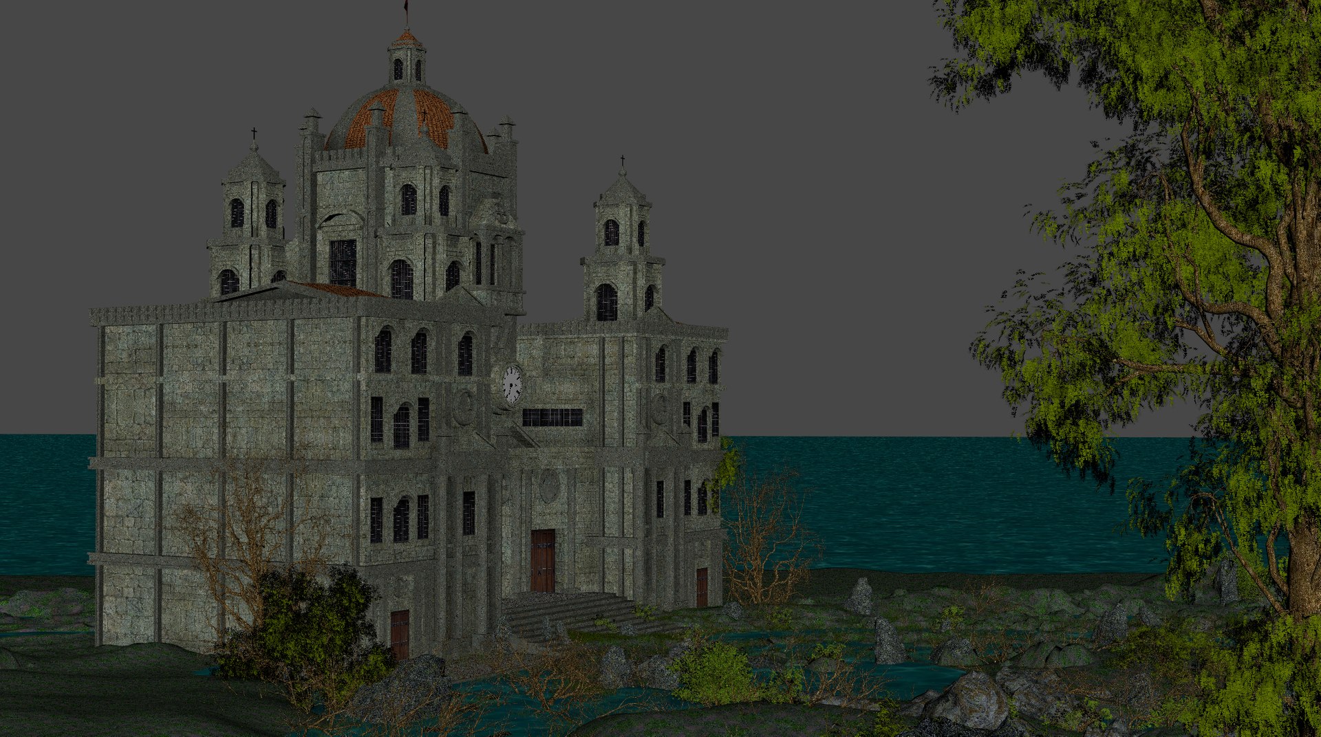 Red Sunset Castle Environment Model - TurboSquid 1822766