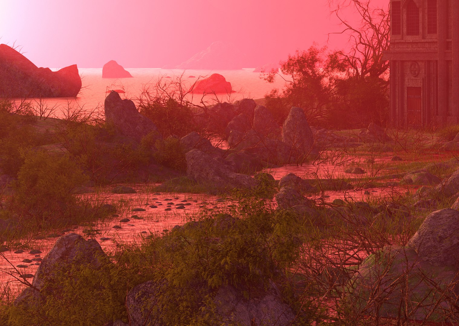 Red Sunset Castle Environment Model - TurboSquid 1822766