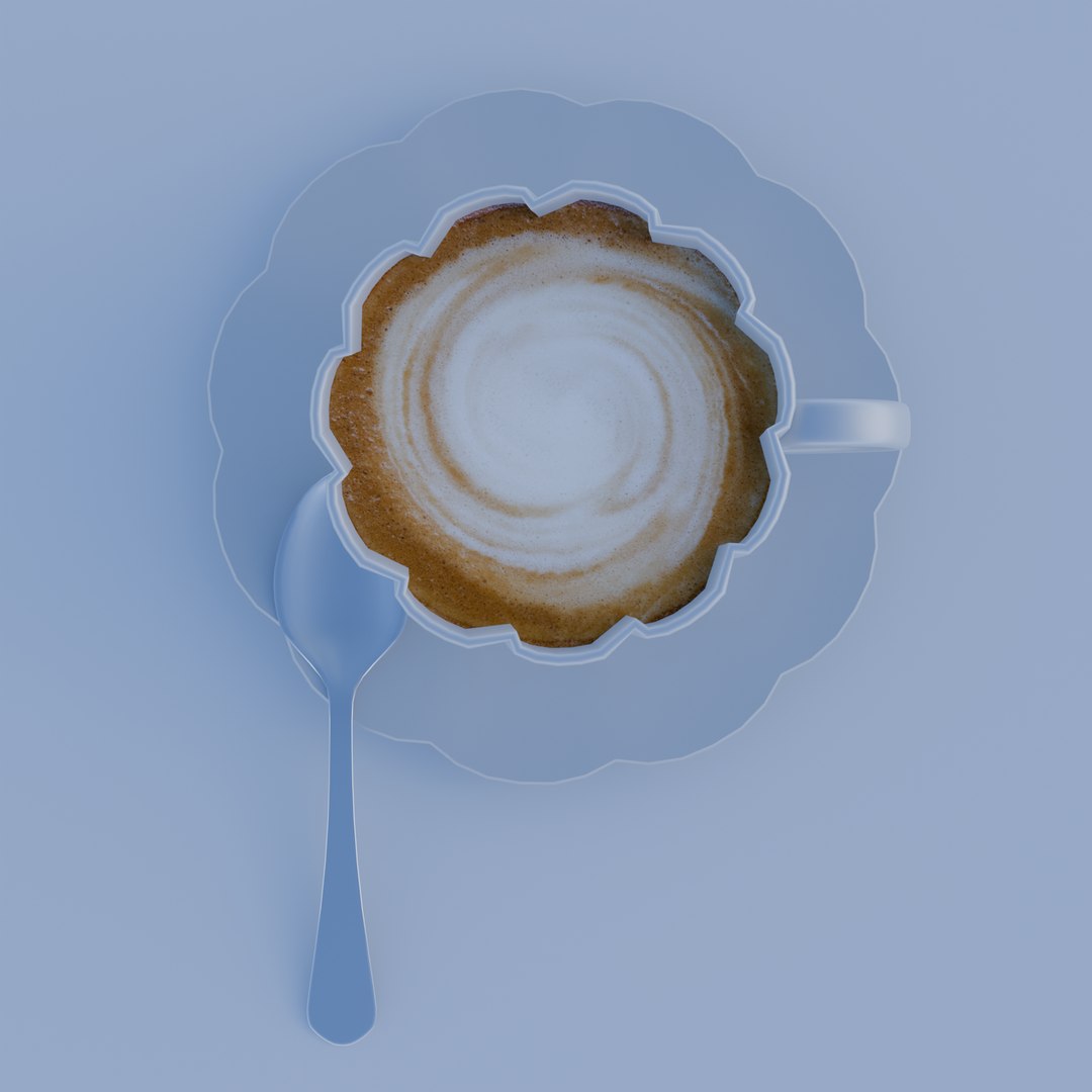 Coffee Cup On A Plate With A Spoon Model - TurboSquid 2358767