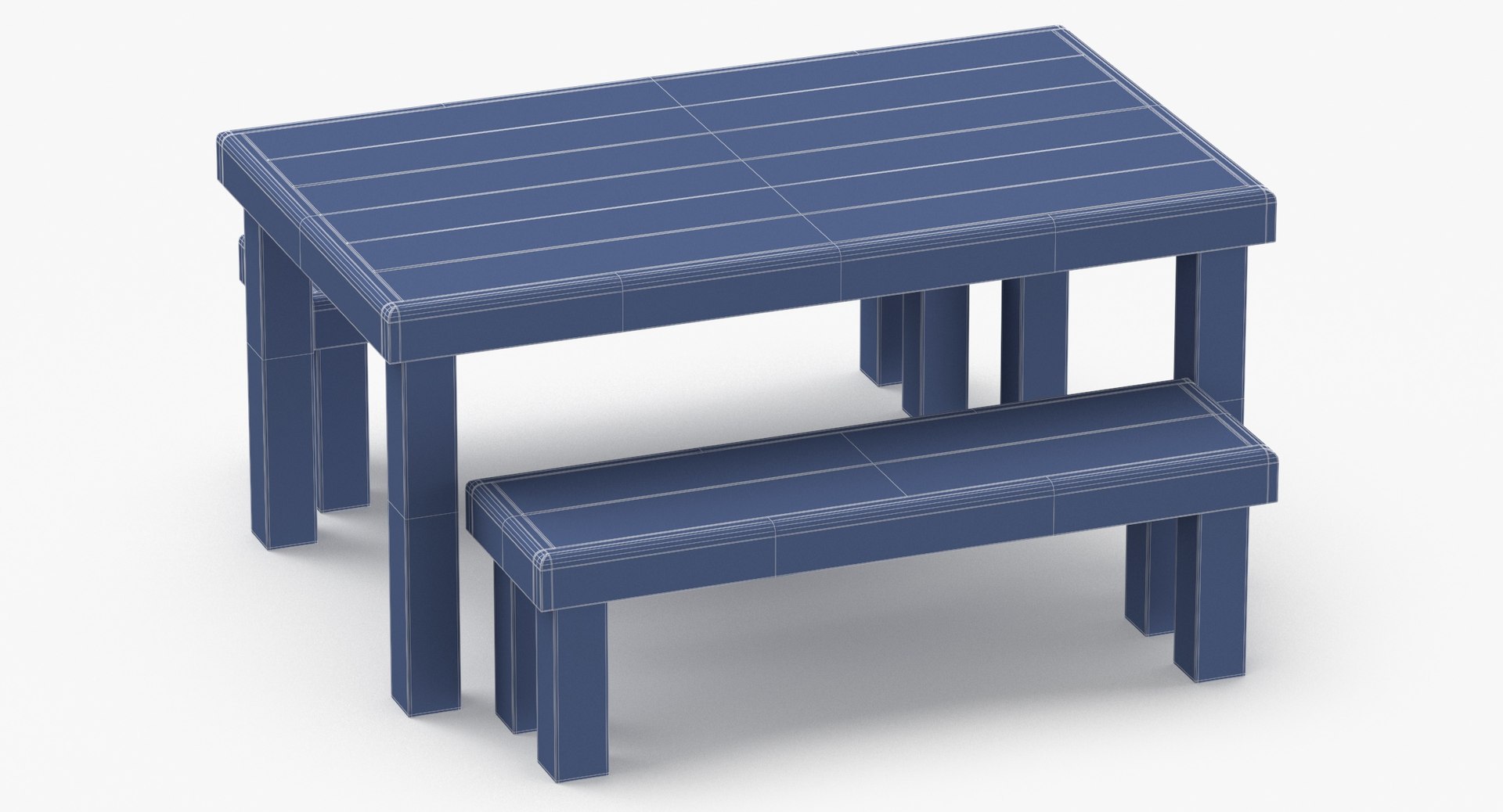 3D 19th Century Table With Benches 01 Model - TurboSquid 2183542