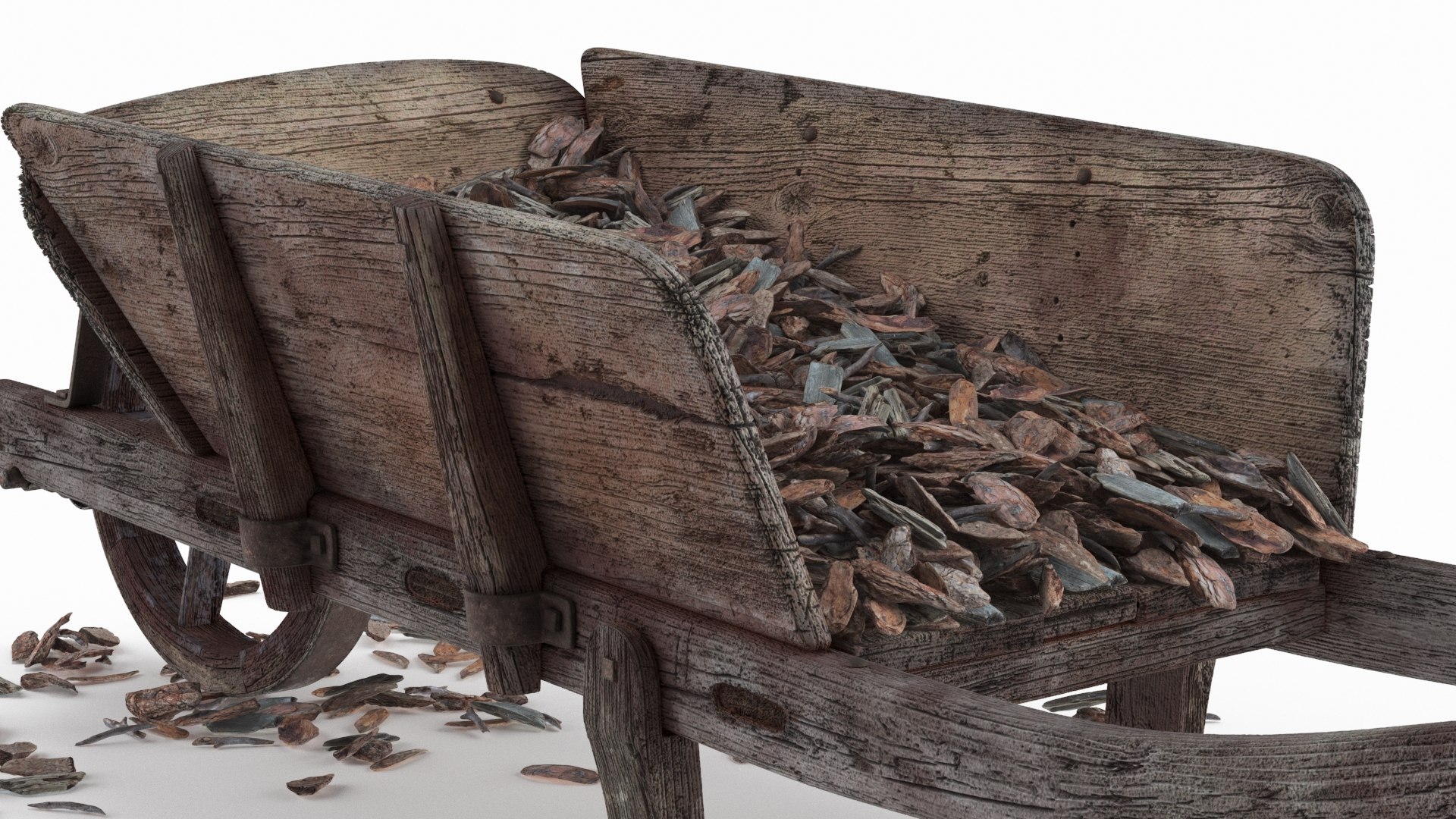 3D Old Garden Wheelbarrow With Mulch - TurboSquid 2475471