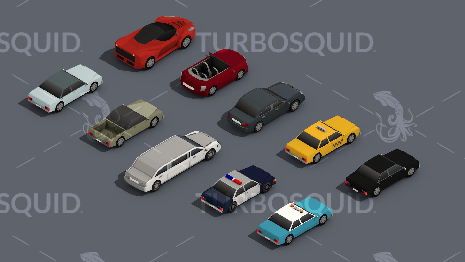 3D Low Poly Car Pack 02 Isometric Low-poly 3D Model Model - TurboSquid ...