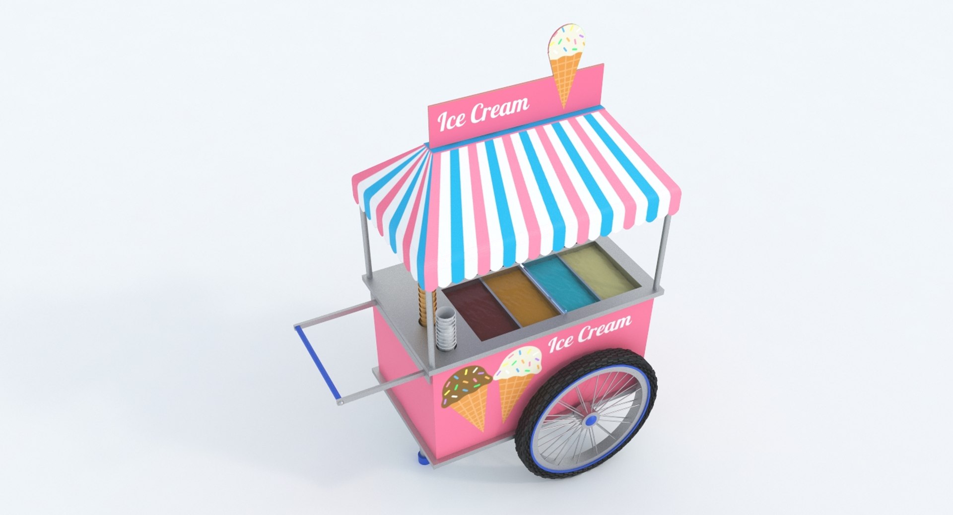 3D Ice Cream Cart Model - TurboSquid 1229336