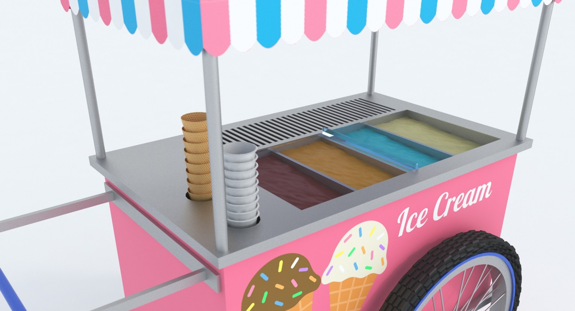3D Ice Cream Cart Model - TurboSquid 1229336
