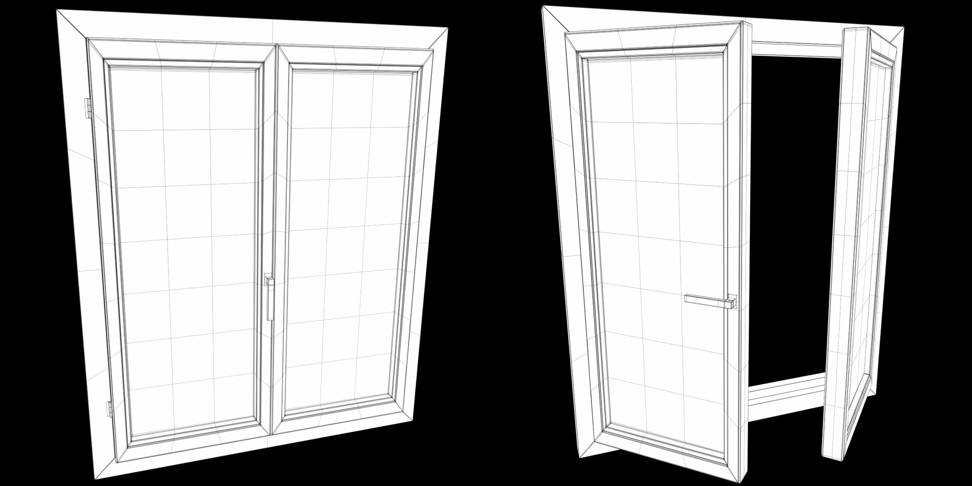 3D 2 Panels Window - TurboSquid 1810461