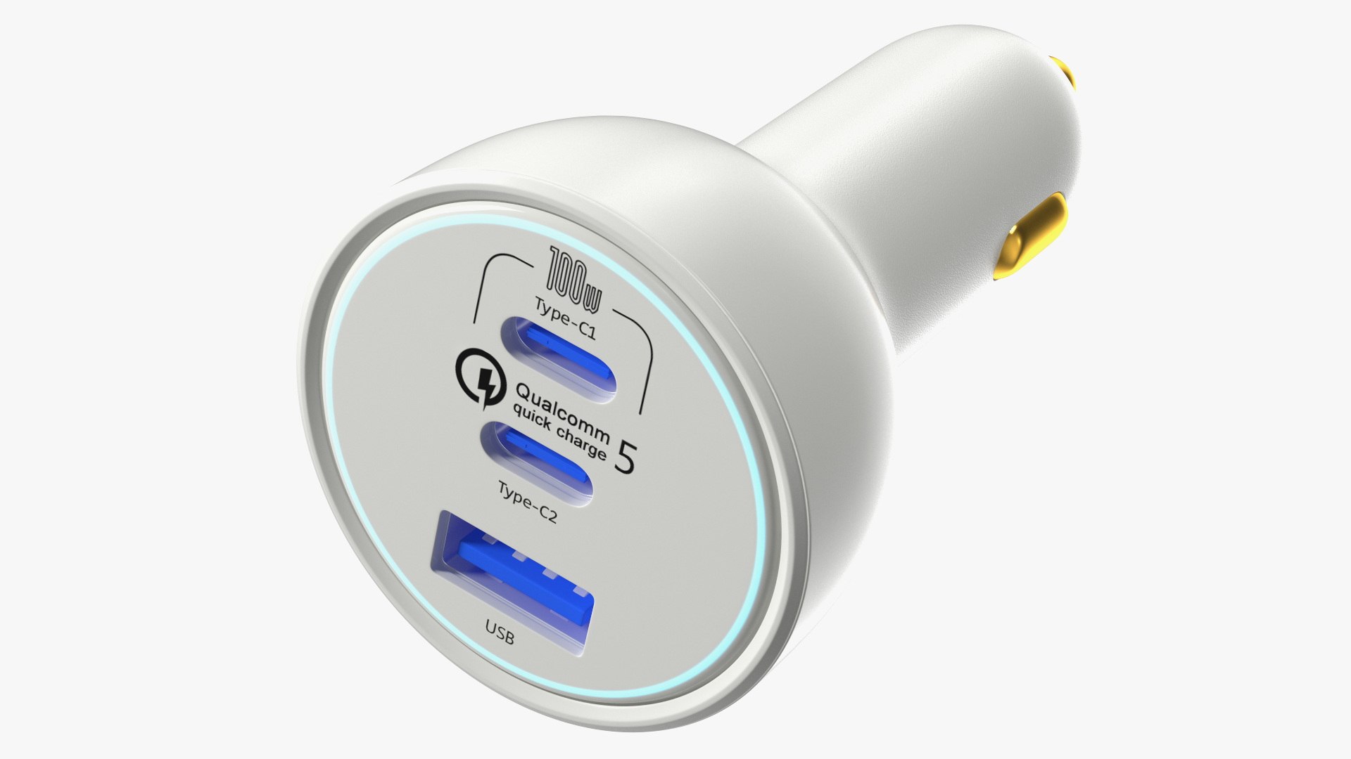 3D White USB Type C Car Charger - TurboSquid 2162306