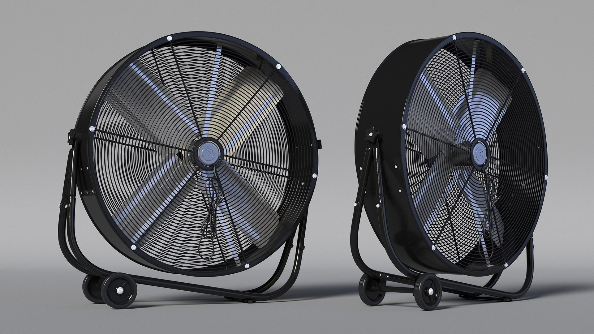 3D Industrial Floor Fan With Wheels - TurboSquid 2236998