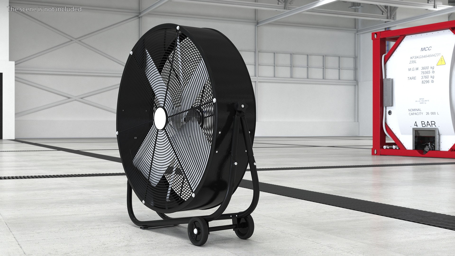3D Industrial Floor Fan With Wheels - TurboSquid 2236998