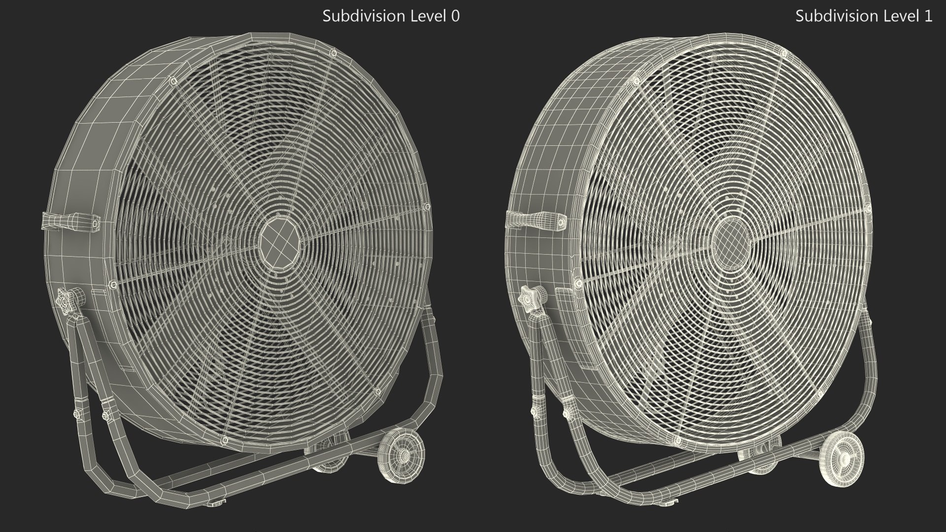 3D Industrial Floor Fan With Wheels - TurboSquid 2236998