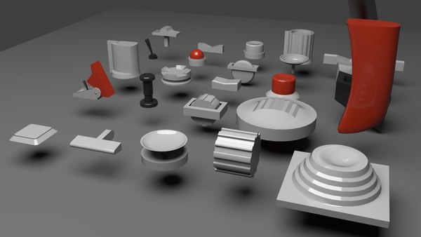 modelo 3d Controles botones interruptor trim gatillo paleta aviones ...