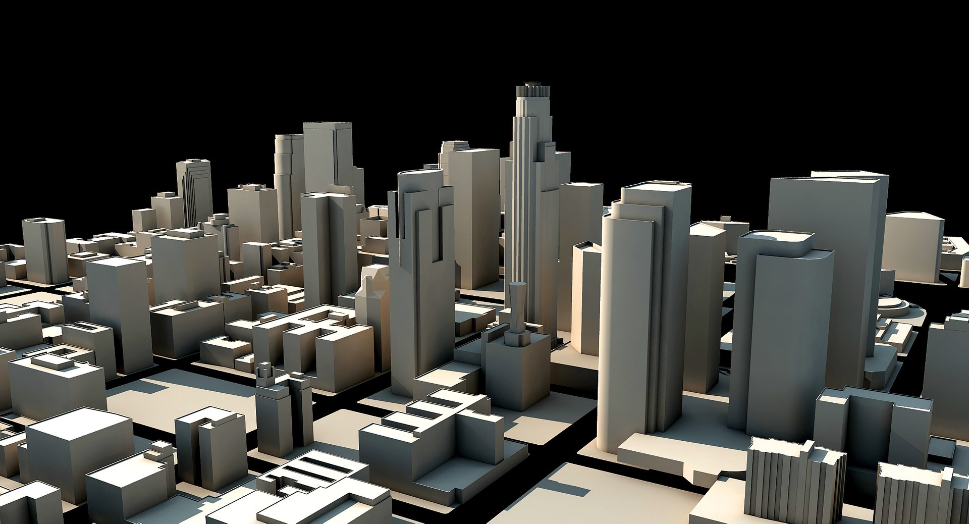 Los Angeles Downtown Skyscrapers 3d Model