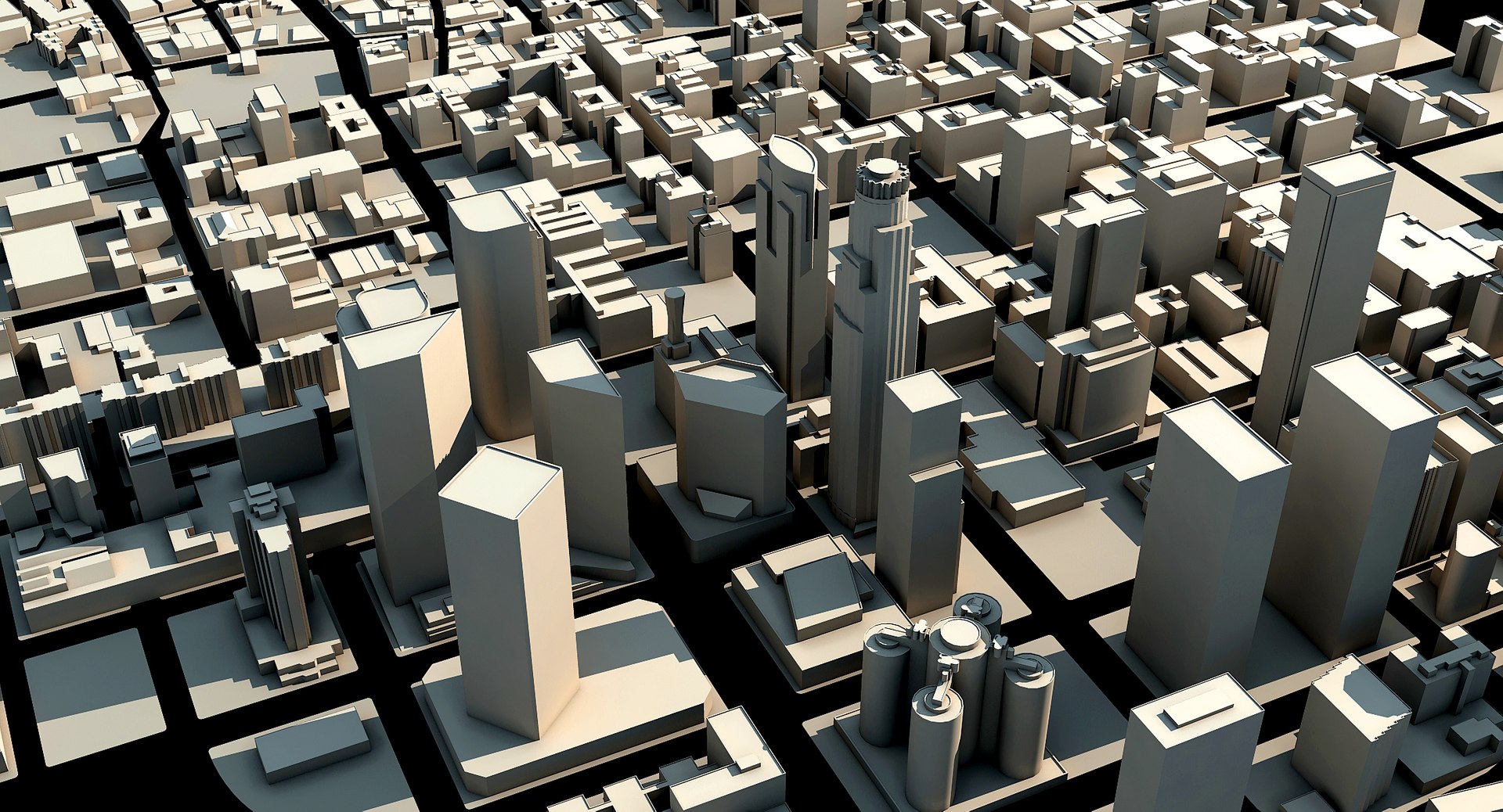 Los Angeles Downtown Skyscrapers 3d Model