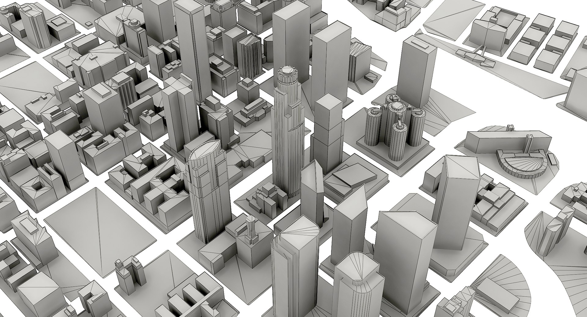 Los Angeles Downtown Skyscrapers 3d Model