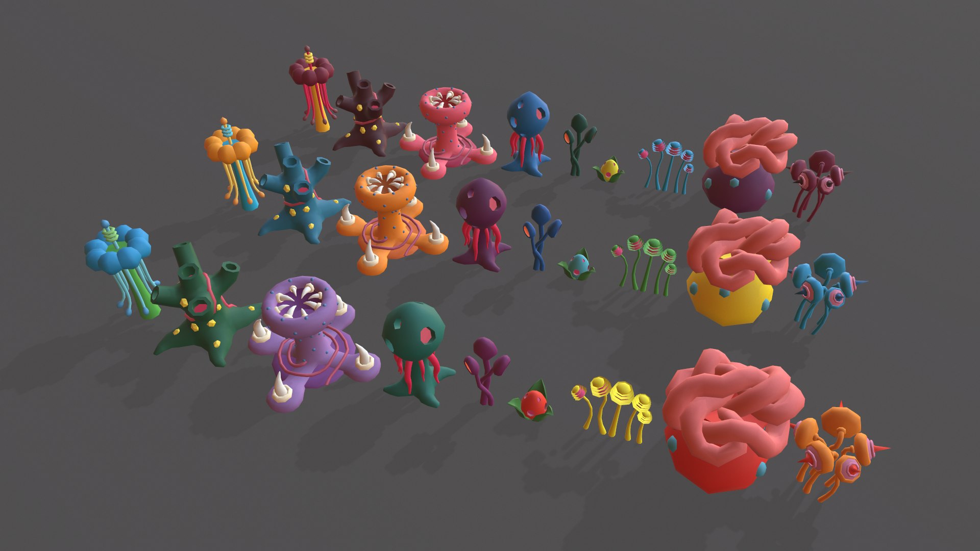 3D Cartoon Alien Plants Pack 2 model - TurboSquid 1820332