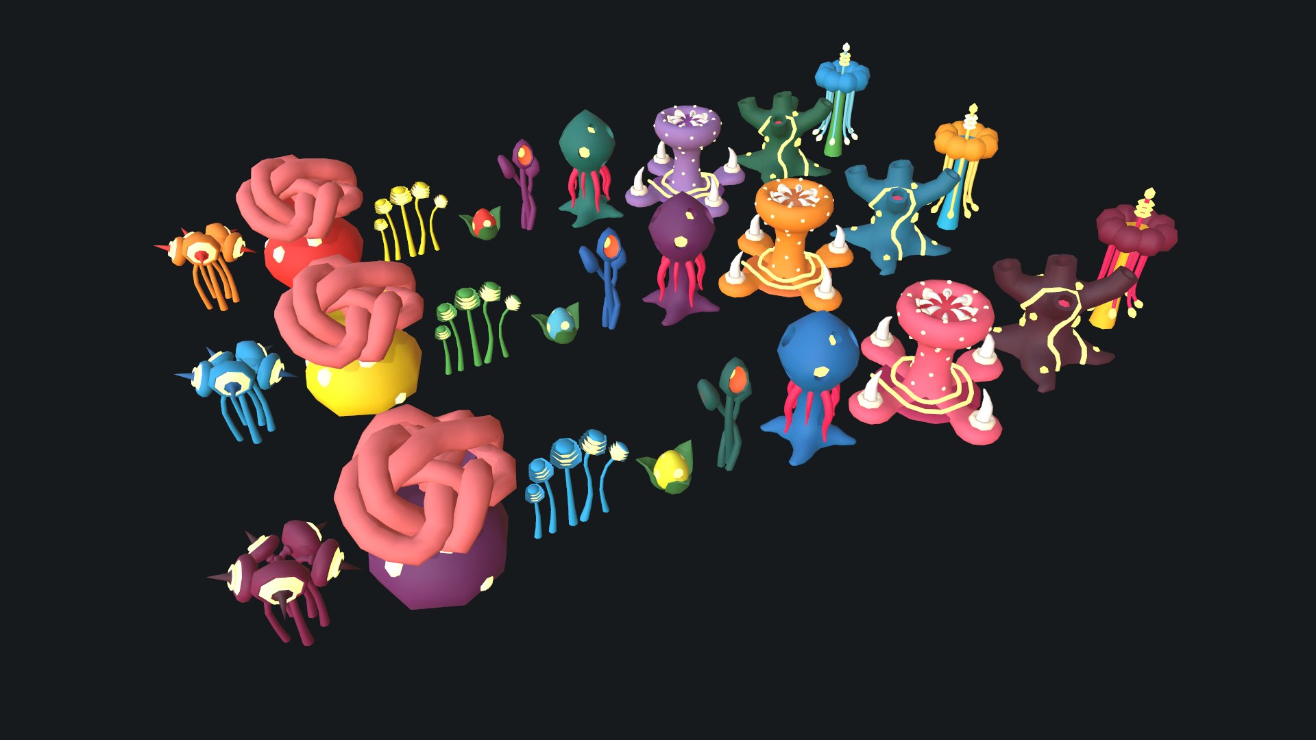 3D Cartoon Alien Plants Pack 2 model - TurboSquid 1820332