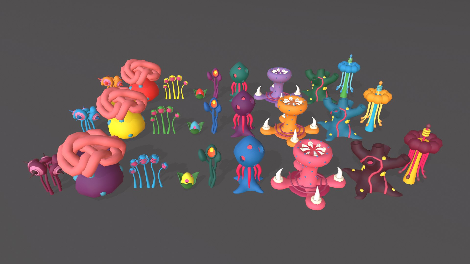 3D Cartoon Alien Plants Pack 2 model - TurboSquid 1820332