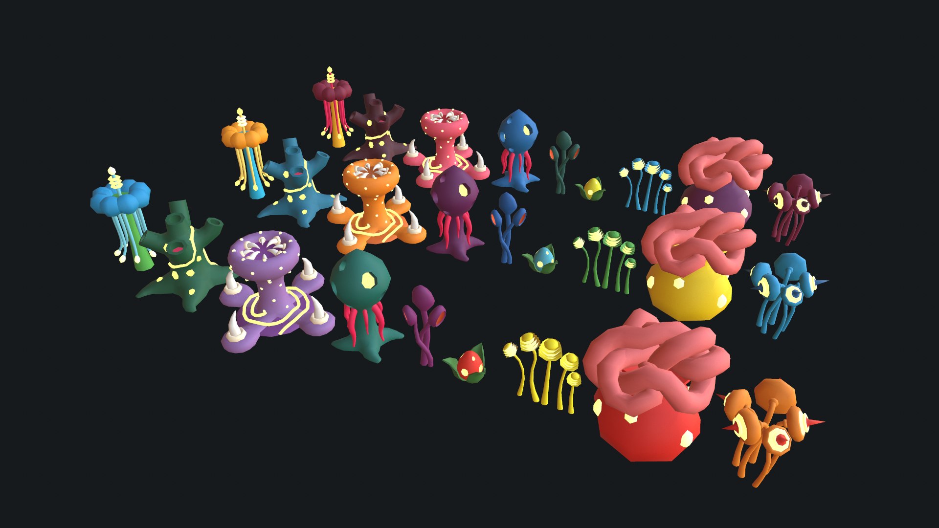 3D Cartoon Alien Plants Pack 2 model - TurboSquid 1820332