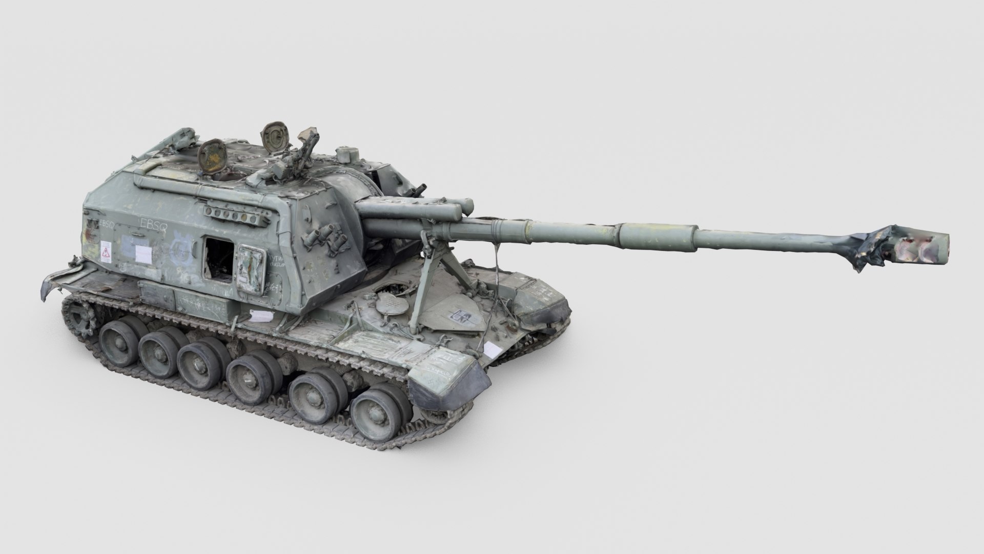 Destroyed 2S19 Msta 152 Mm Self-propelled Howitzer M1990 Farm 3D Model ...