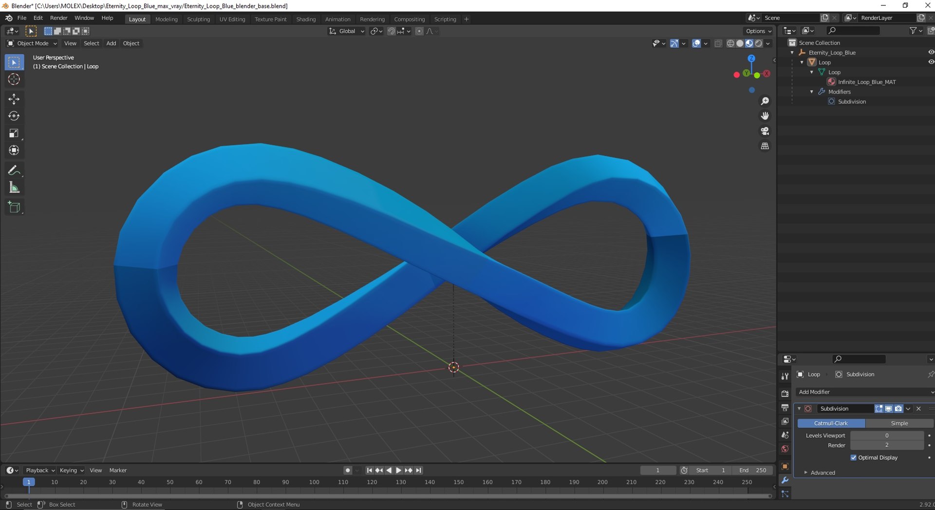 3D Eternity Loop Blue - TurboSquid 2229935