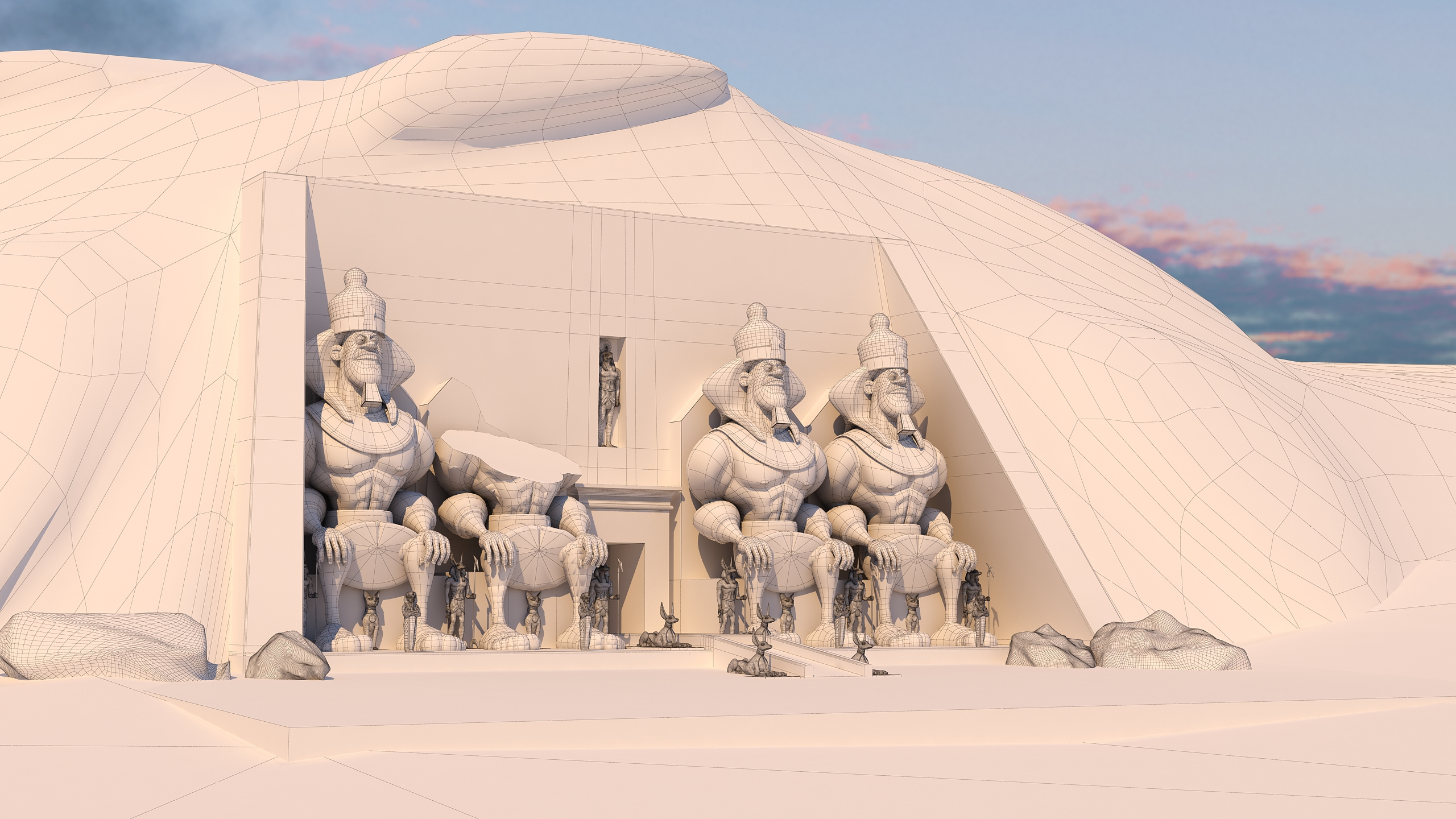 modèle 3D de Temple égyptien d'Abou Simbel - Style Cartoon - TurboSquid ...