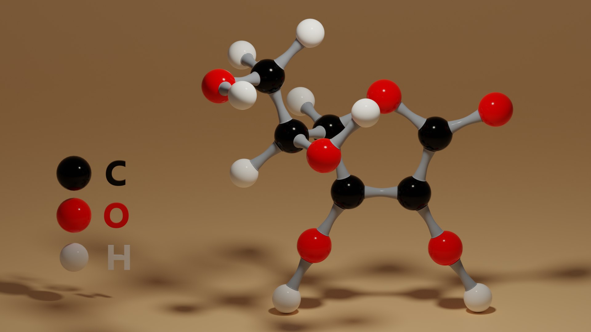 Ascorbic Acid Vitamin C Molecular C6H8O6 3D Model - TurboSquid 1972966