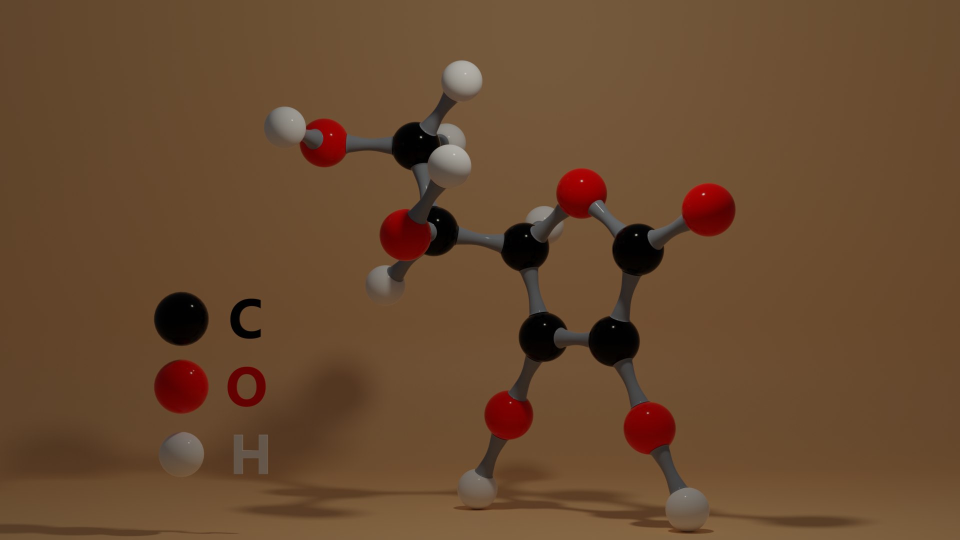 Ascorbic Acid Vitamin C Molecular C6H8O6 3D Model - TurboSquid 1972966